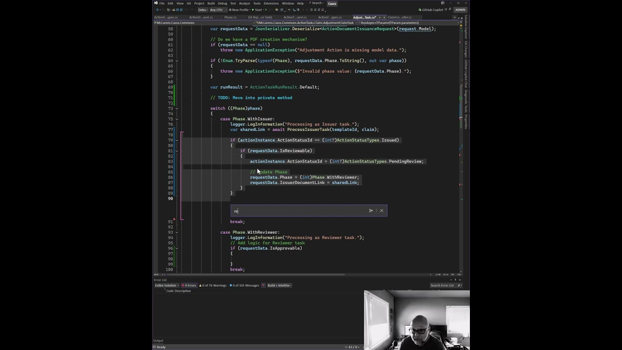 Refactoring code in Visual Studio 2022 with GitHub Copilot