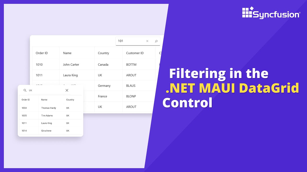 How to Perform Filtering in .NET MAUI DataGrid Control | Syncfusion