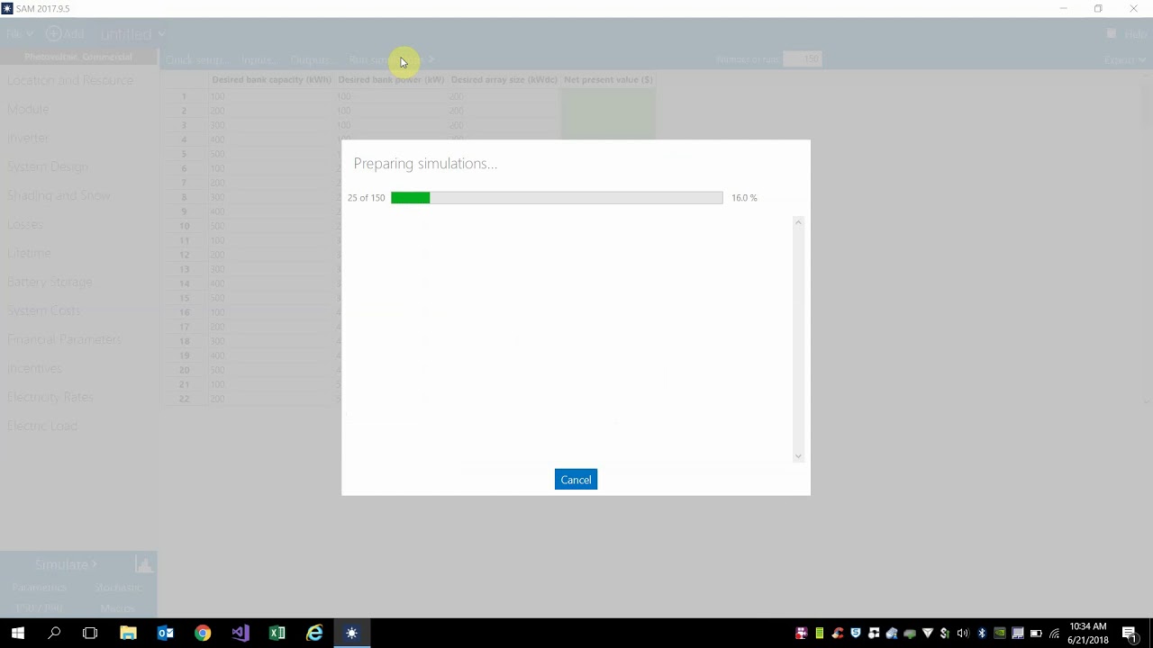 Sizing a PV plus battery system in SAM