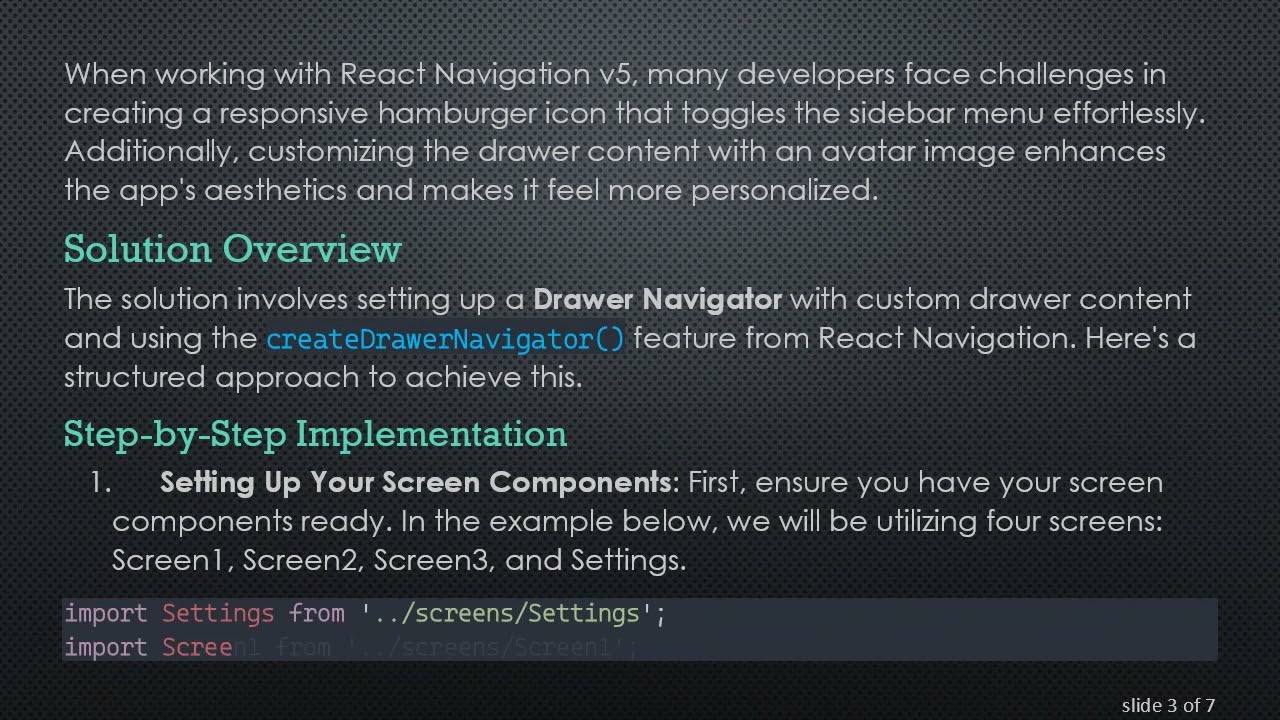 How to Create a Hamburger Icon for Sidebar Navigation and Add an Avatar in React Native