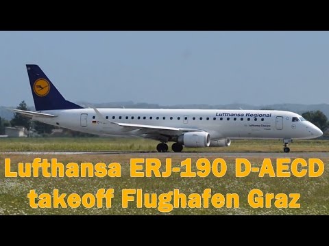 Lufthansa LH1261 E190 takeoff Flughafen Graz | D-AECD