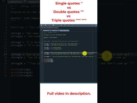 #Python Single vs Double vs Triple quotes. #datascience #programming