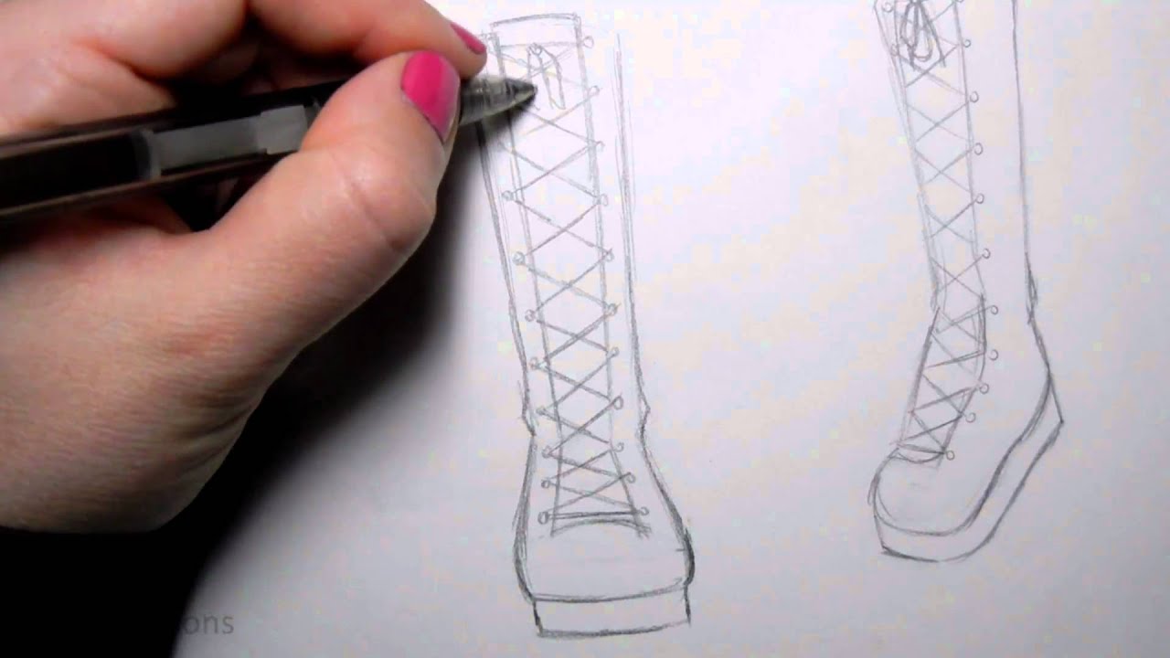 How to Draw Manga Shoes: Tall Lace-Up Boot