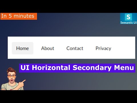 semantic ui horizontal secondary ui menu | horizontal secondary menu | coding menu in semantic ui