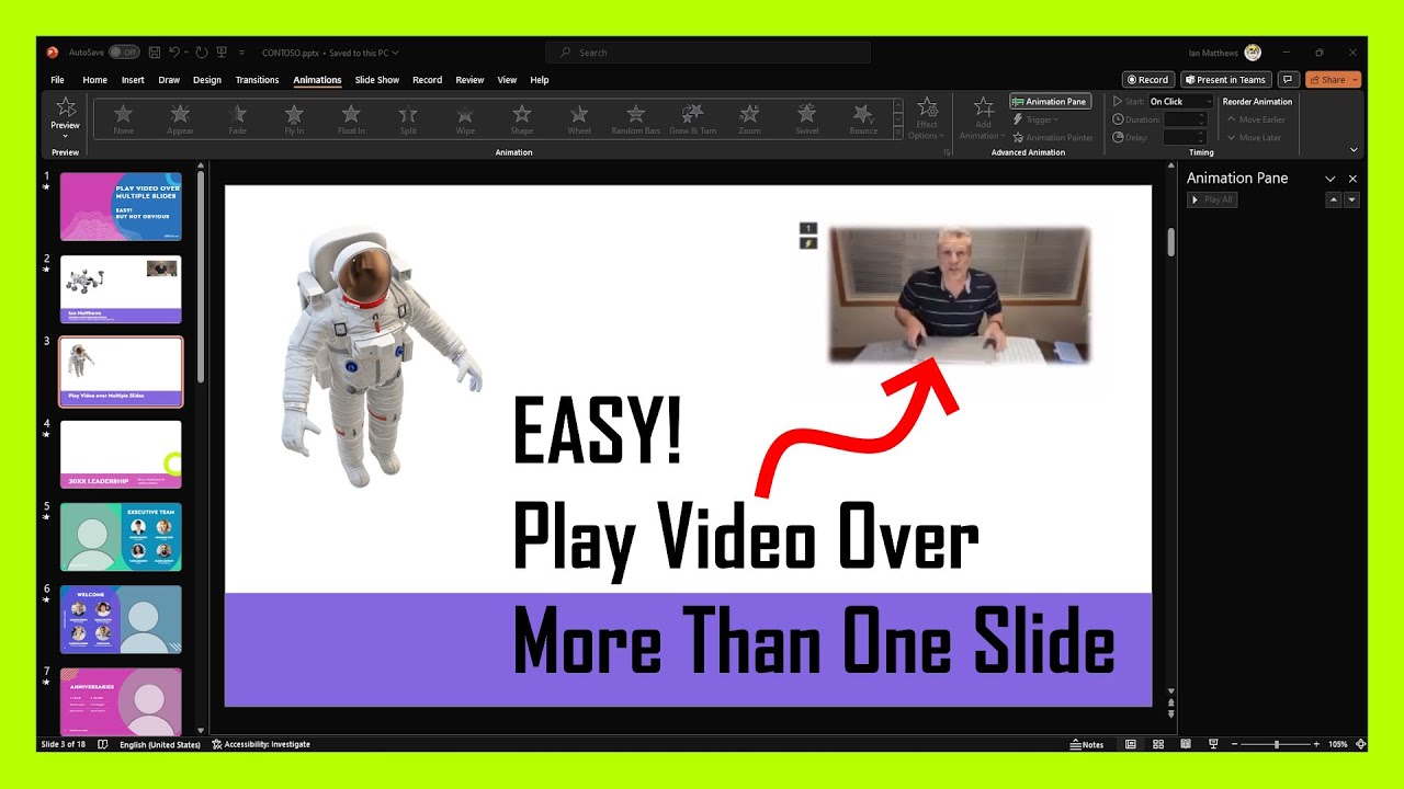 How To Play A Video Over Multiple Slides in PowerPoint - Easy PowerPoint Tutorial