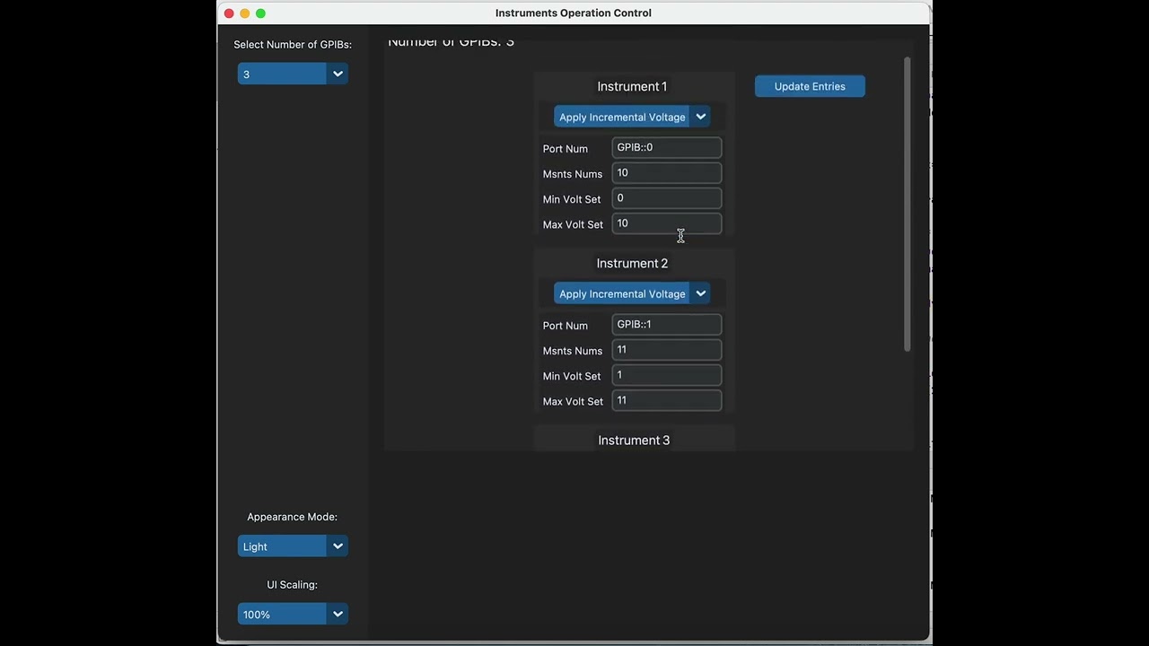 Instruments Operation Control | UI