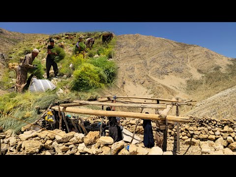 How Nomads Build Shelters in the Mountains for Summer | The Tradition of Nomadic Bread Baking🏕️🛖