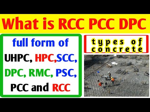 What is full form of RCC, PCC, DPC ,SCC ,HPC ,RMC and UHPC | what types of concrete