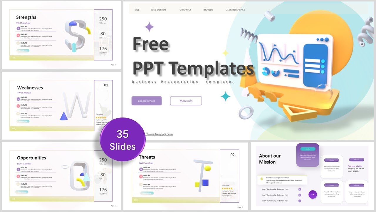 🔥High end! 3D style business PowerPoint templates | Free🔥