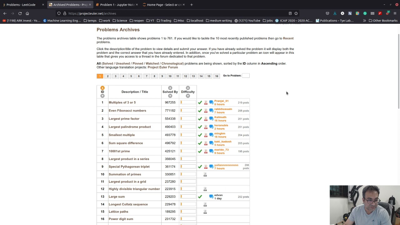 Solving Project Euler Problems in Python - Part 1 (Problem 1, Problem 2, Problem 3, Problem 4)