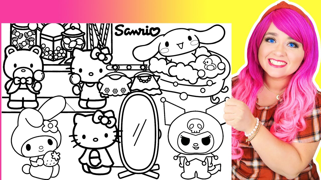 Coloring Sanrio Characters Coloring Pages | Hello Kitty, Kuromi, My Melody, Cinnamoroll & Tippy