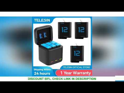 TELESIN Battery For GoPro Hero 12 11 10 9 1750 mAh Battery 3 Ways Fast Charger Box TF Card Storage F