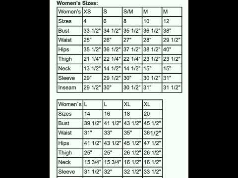 Perfect cutting size for women. Perfect size chart for women's.