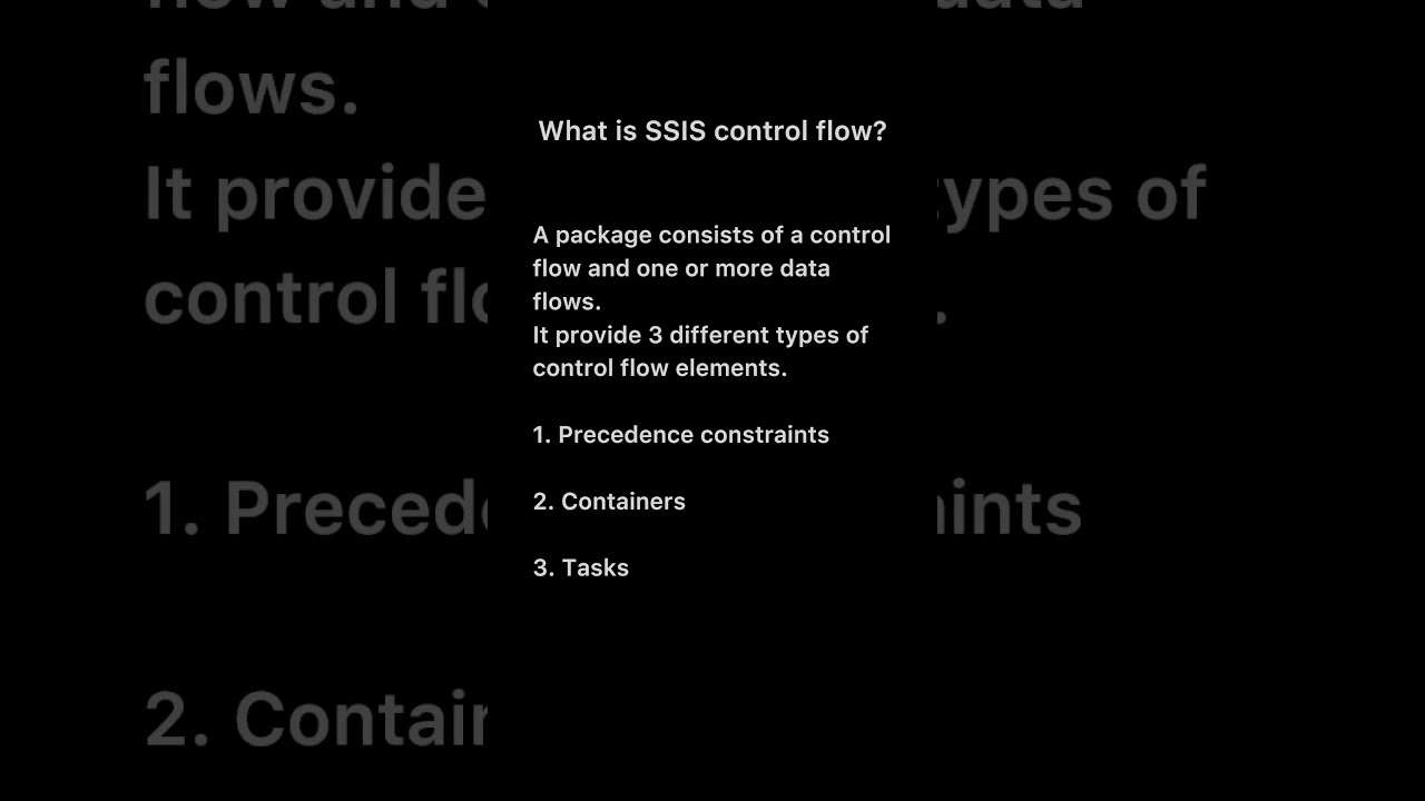 What is SSIS control flow?