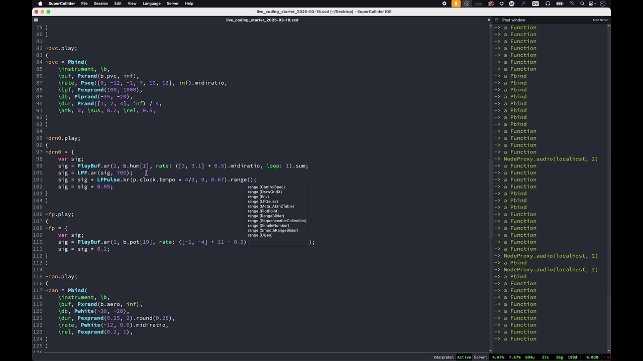SuperCollider Live Coded Improvisation - 21 March 2025