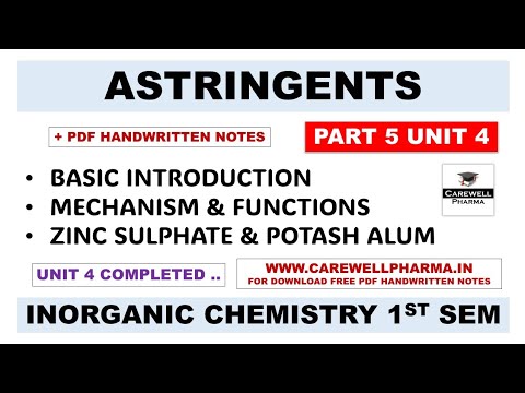 Astringent | Zinc Sulphate | Potash Alum | Part 5 Unit 4 | Pharmaceutical inorganic Chemistry