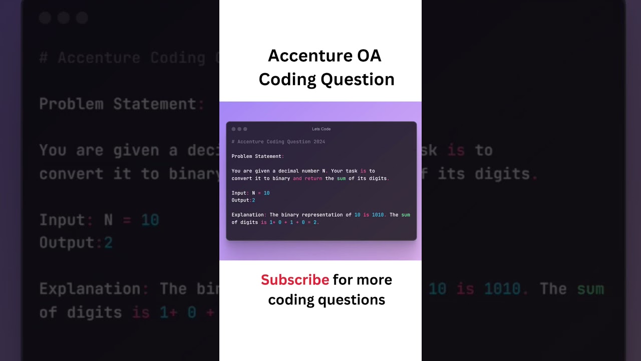Accenture OA Coding Questions #accenture #coding