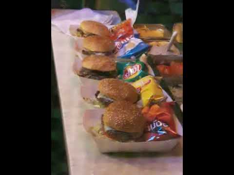 World Famous Cheeseburgers! Venice Beach Hinano Cafe LA Graze hamburger square Los Angeles Cali USA