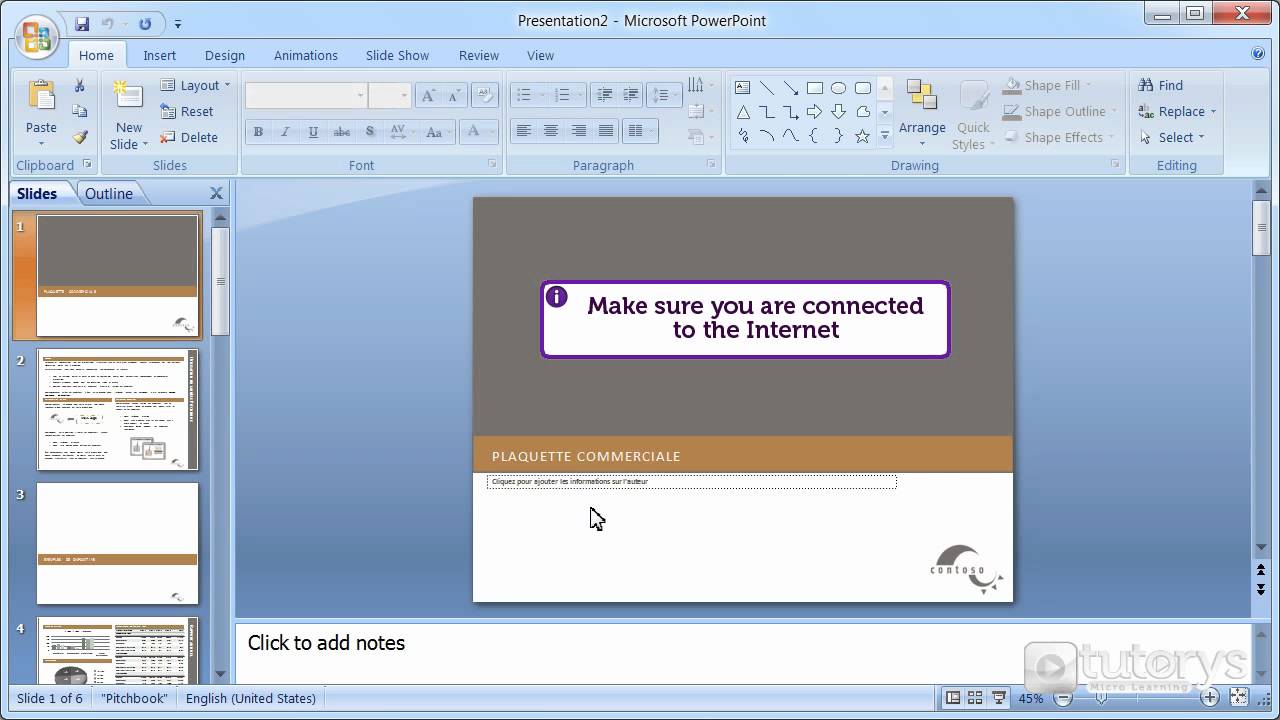 How to use template slides with PowerPoint 2007?