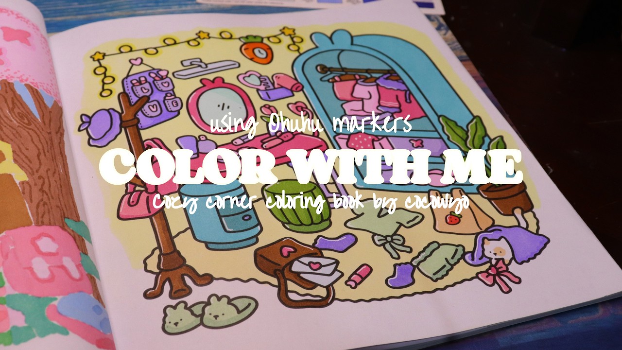 Color with me (ASMR) 🌸✨ Cozy Corner by Coco Wyo 🕯️💖 Ohuhu markers 🌱✏️ #adultcoloring #asmrcoloring
