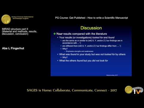 IMRAD Structure Part II (Material and methods, results, discussion, conclusion)