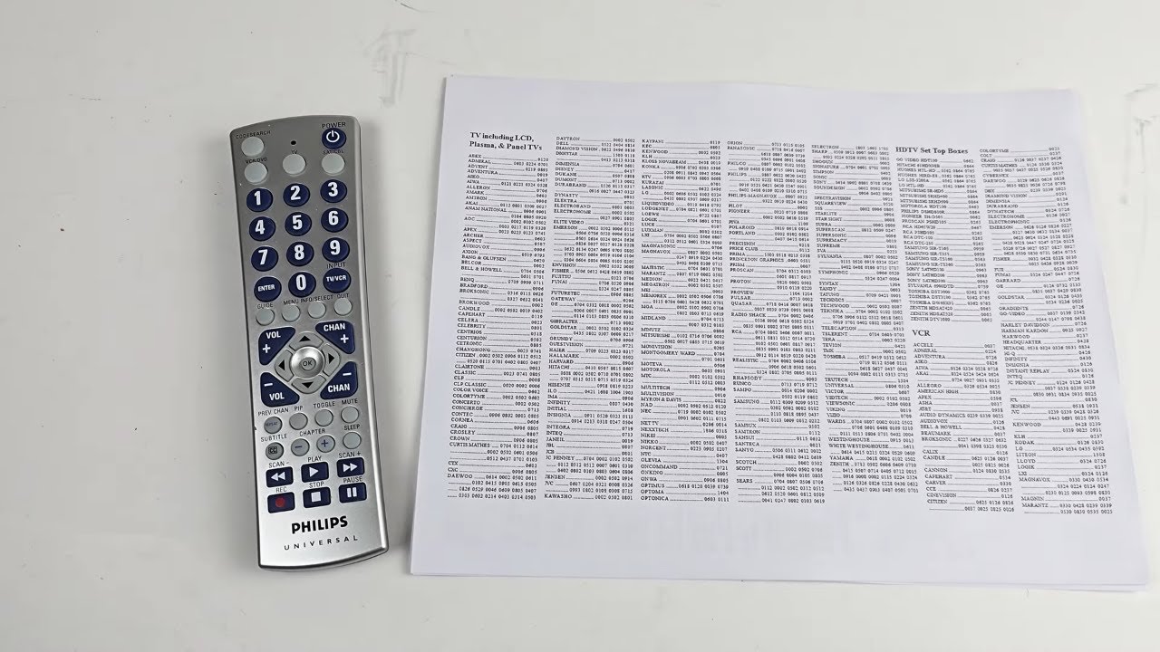 How to Program Phillips CL034 PM435S Universal Remote with Code List