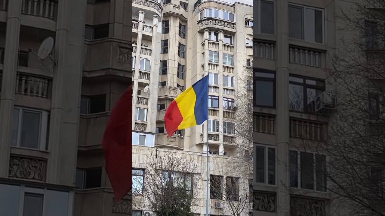 Romanian Flag Waving in Bucharest 🇷🇴