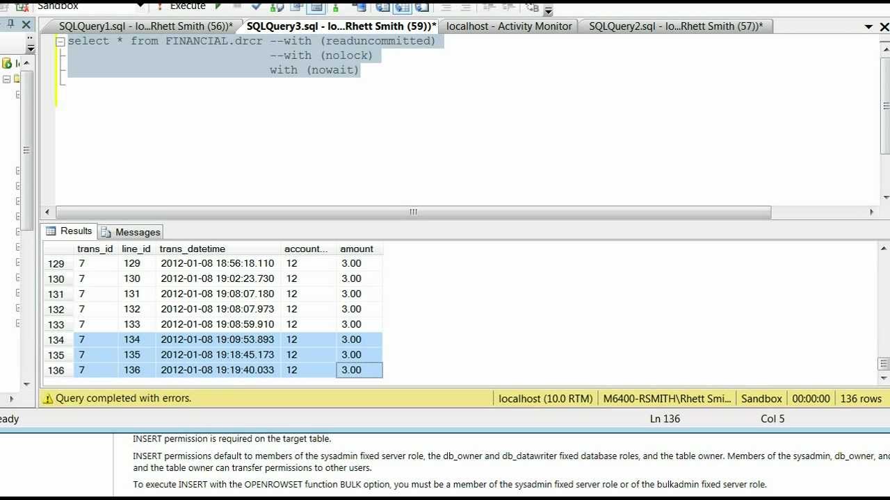 SQL Server Locks Locking Insert Walkthrough Tutorial