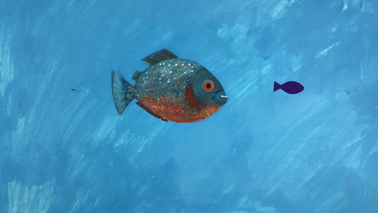 Piranha! Paper cut out stop motion animation