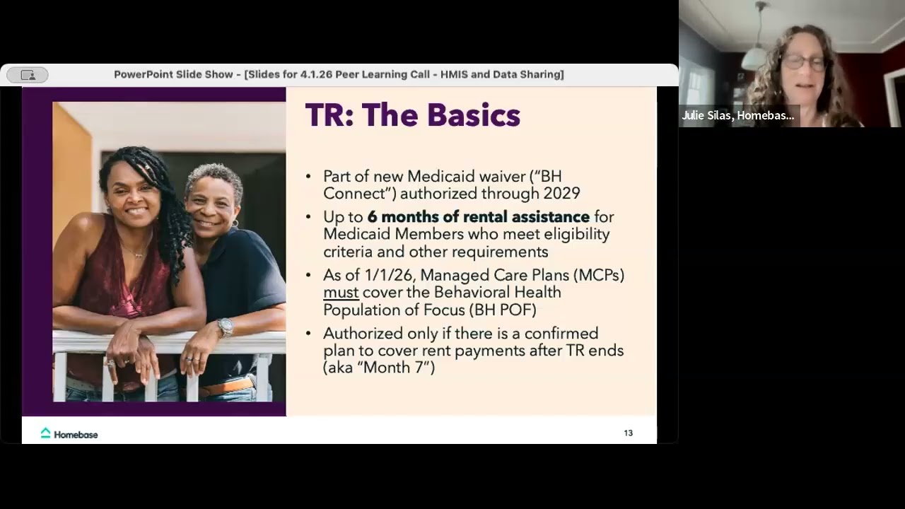 Transitional Rent Peer Learning Series  HMIS and Data Sharing