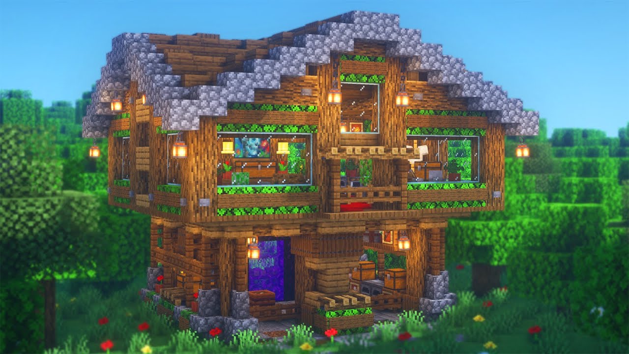 Minecraft: How to Build a Wooden Base | Large Survival House Tutorial ...