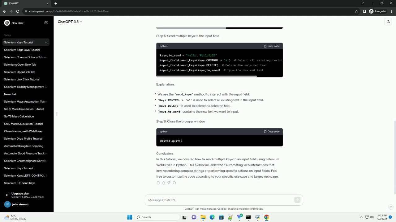 selenium send multiple keys