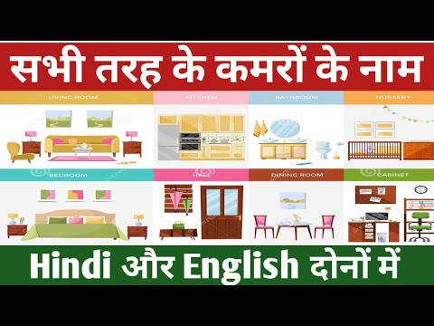 Types of rooms।rooms names in hindi and english।rooms ka naam। कमरों के नाम।rooms with pictures