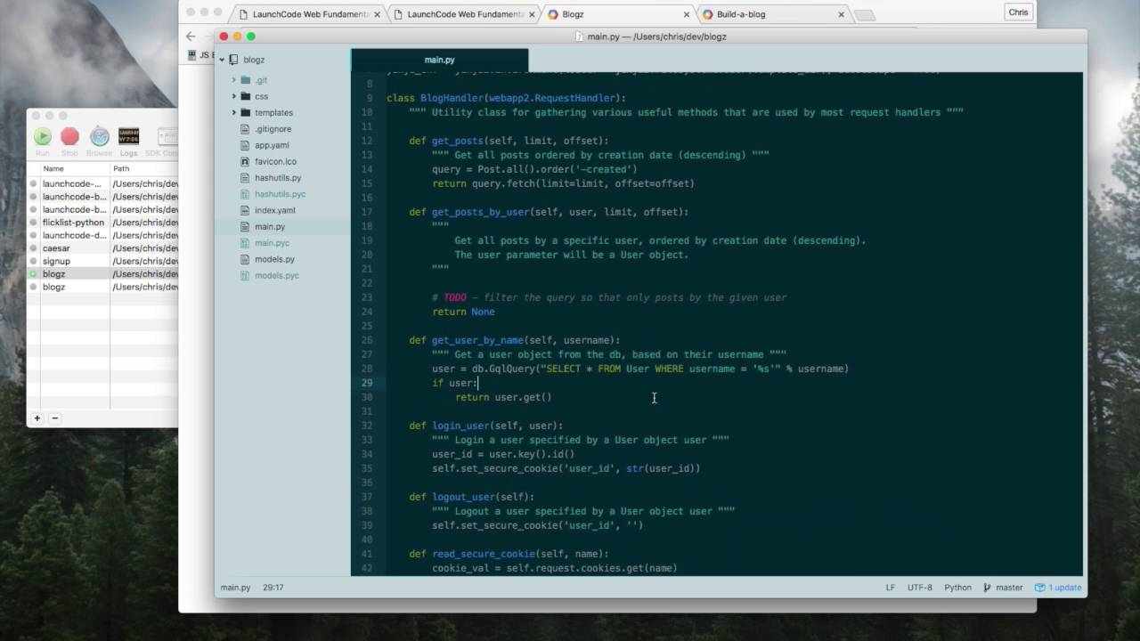 Blogz assignment walkthrough