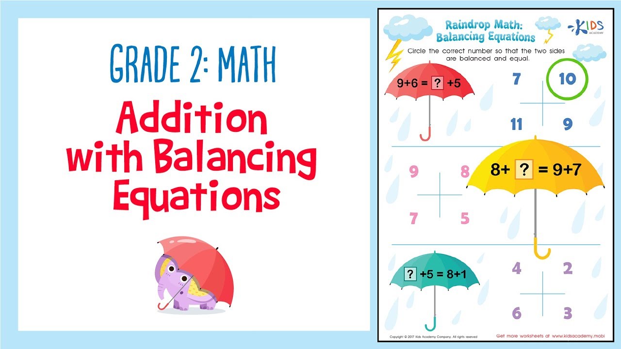 Balancing Equations | Addition | Math for 2nd Grade | Kids Academy