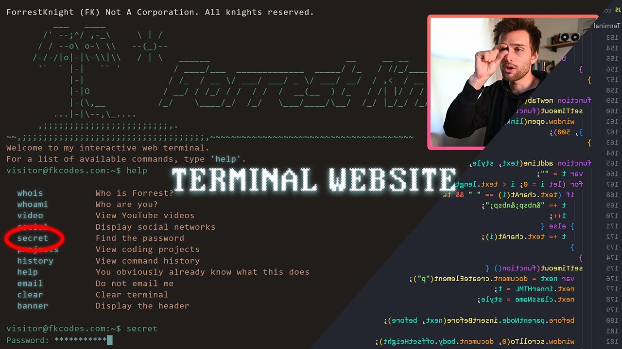 I made a TERMINAL website, with HIDDEN Easter eggs