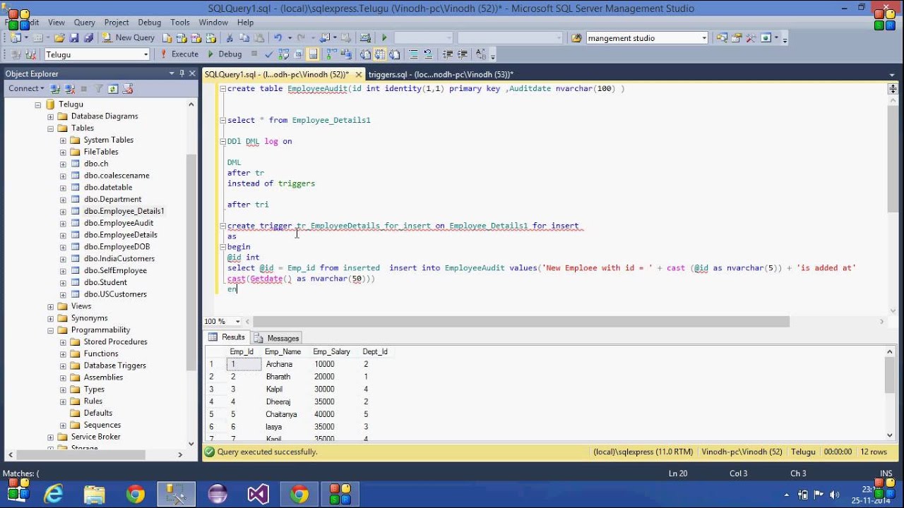 26.SQL Server Tutorial(DML After Trigger for Insert )