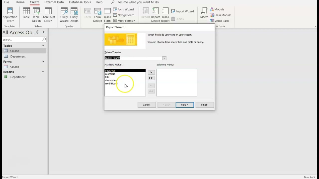Access Create a Basic Report - Module B