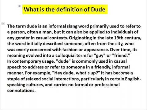 what is the definition of dude