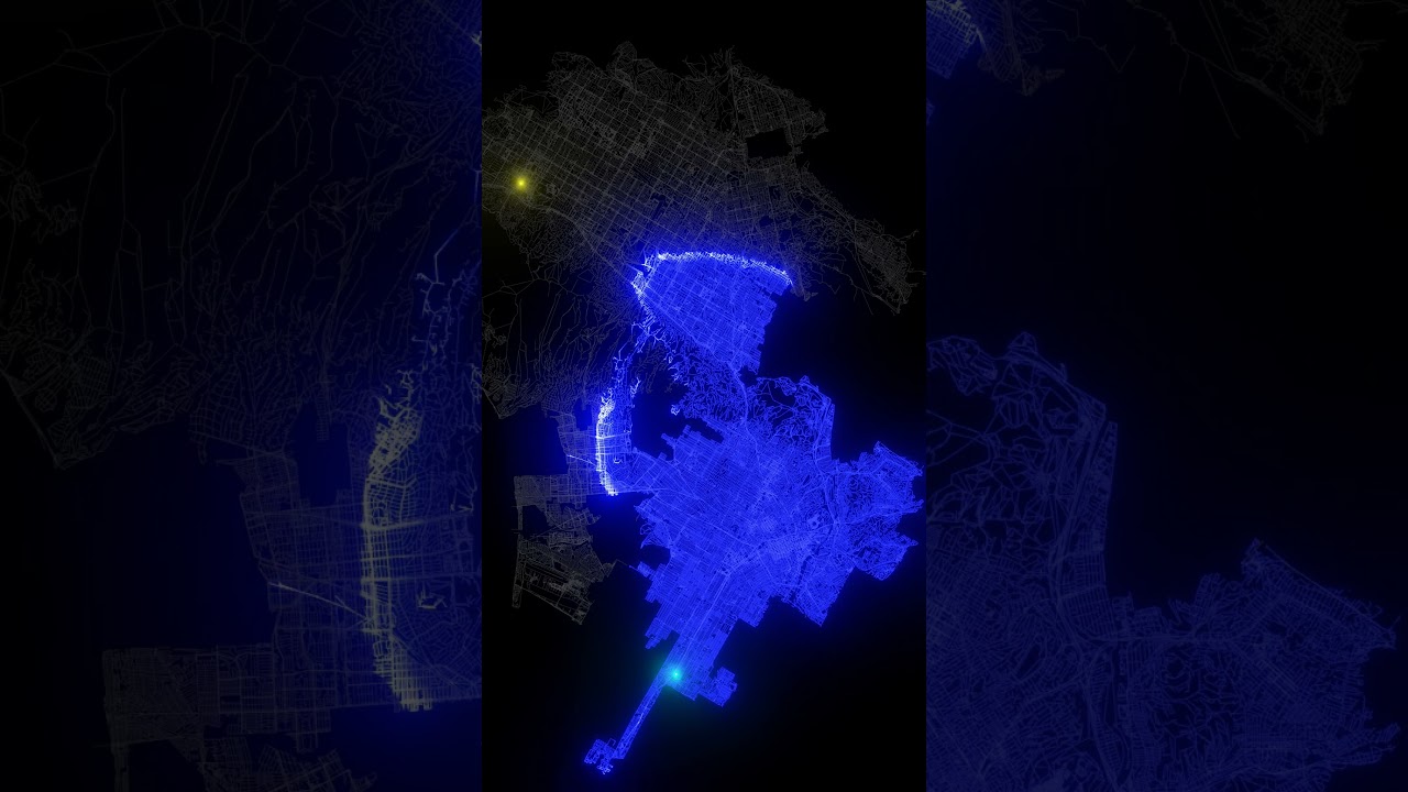 Los Angeles: A* (A-Star) with Chebyshev Heuristic. Pathfinding Algorithm on Real Maps #map #astar
