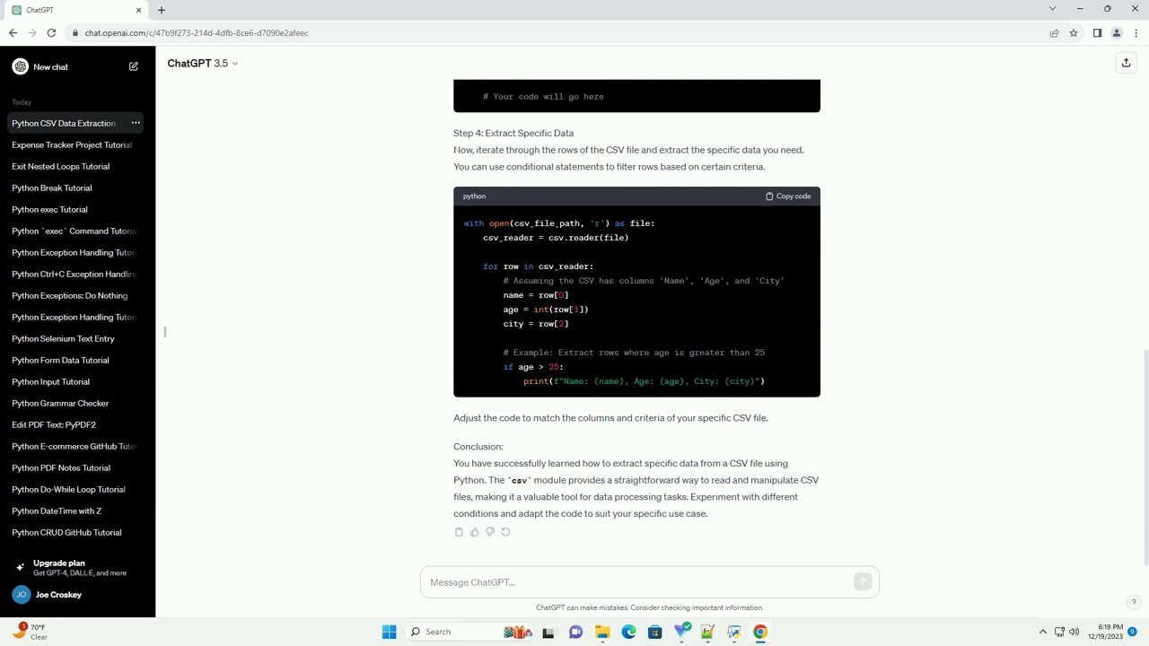 python extract specific data from csv file