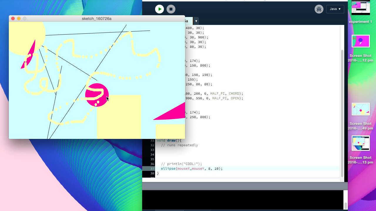 Creative coding PROCESSING Experiment 2