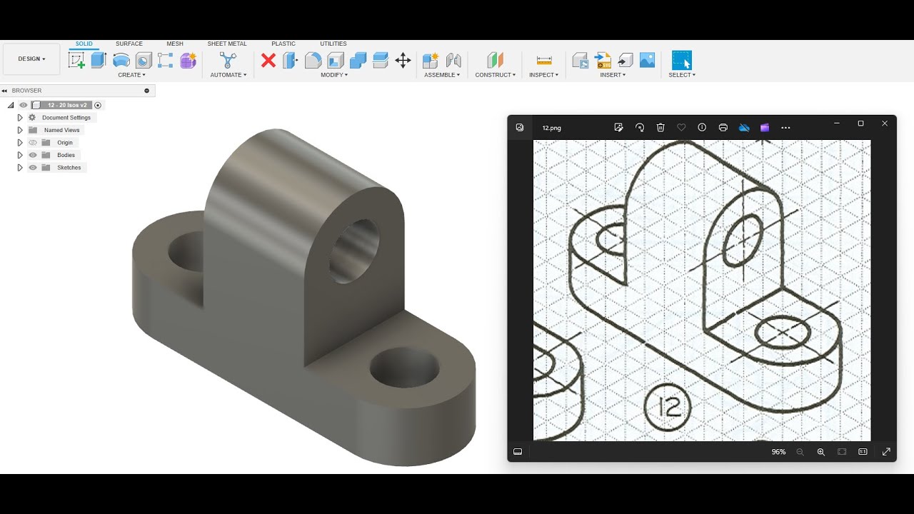 Autodesk Fusion Tutorial - 3D Modeling - 20 Isos Project - Solid Model #12