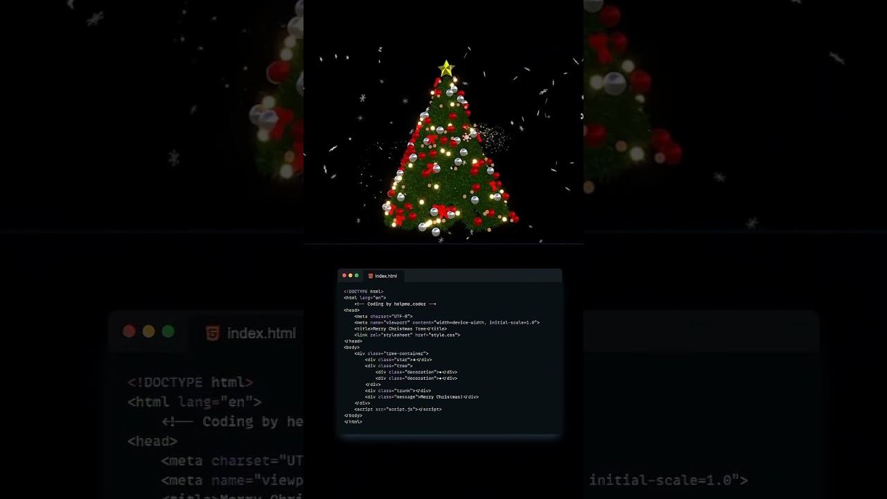 Merry christmas tree! animation using HTML,CSS and JavaScript. #coding #webdevelopment