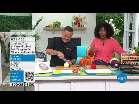 Chef Jet Tila 6" LaserEtched FullTang Knife with Olivewo...