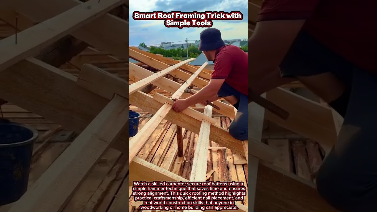 Smart Roof Framing Trick with Simple Tools #wood #woodworking #diyprojects