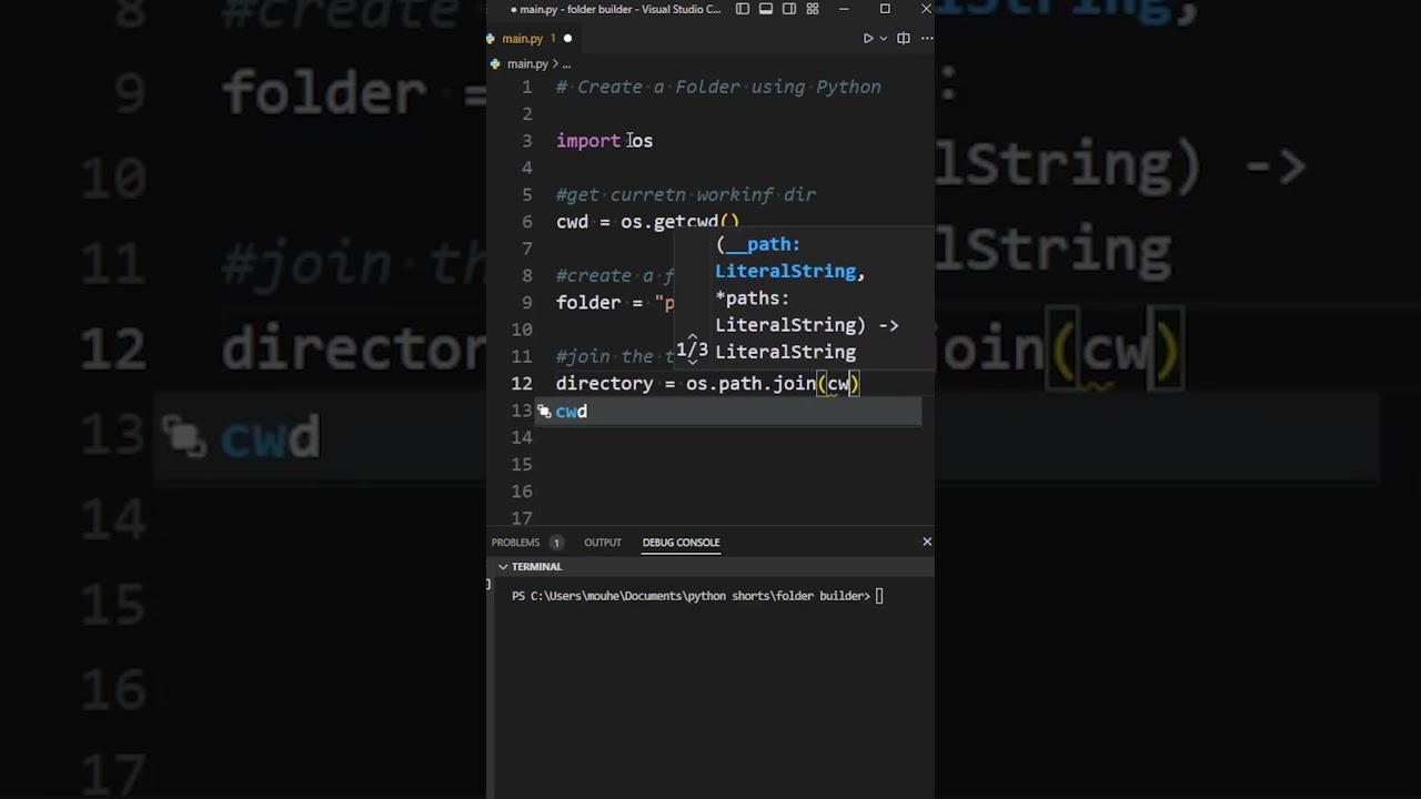 AUTOMATE YOUR LIFE USING PYTON : CREATE A FOLDER USING PYTHON