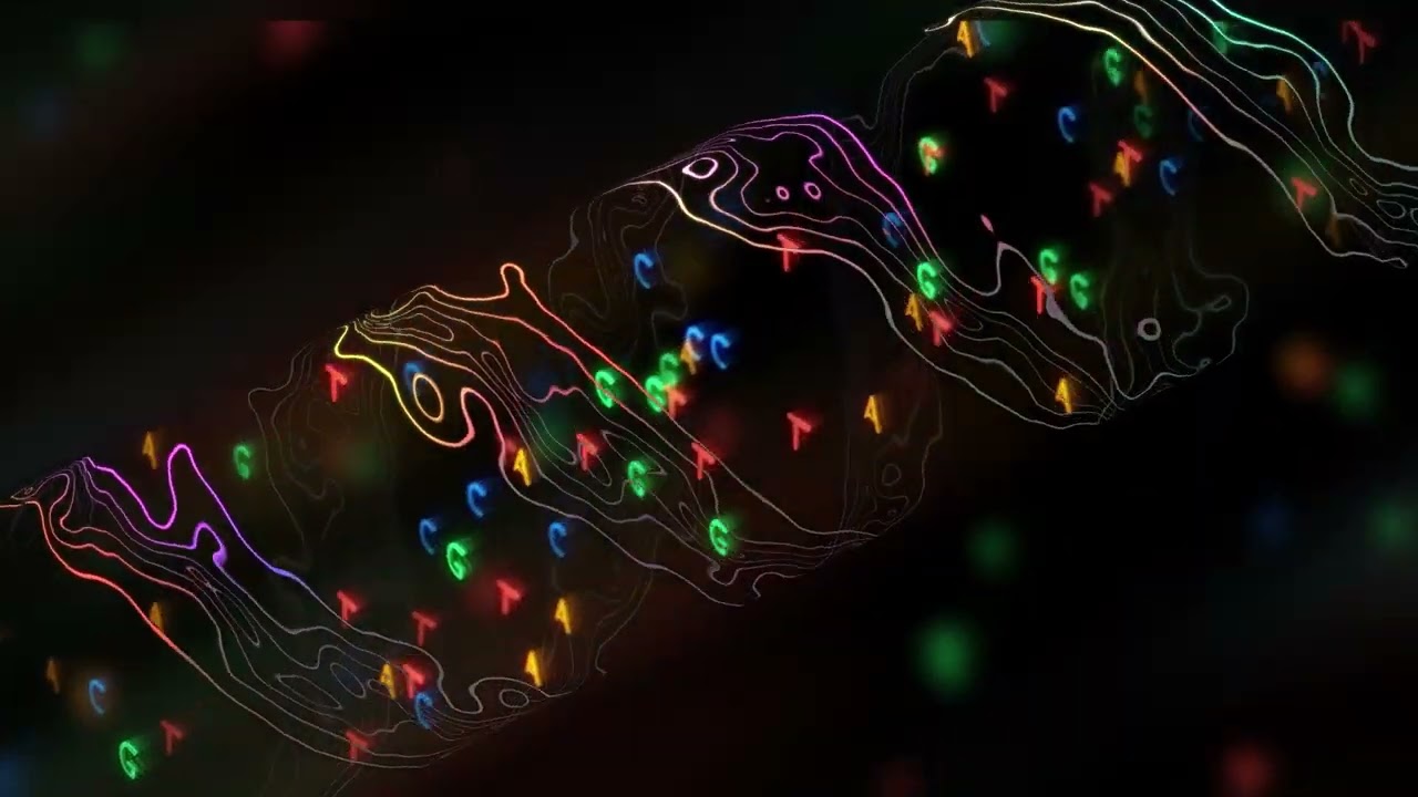 Digital DNA Science Art - 4k, Free Stock Footage, Copyright Free,  Background, Loop 15-sec