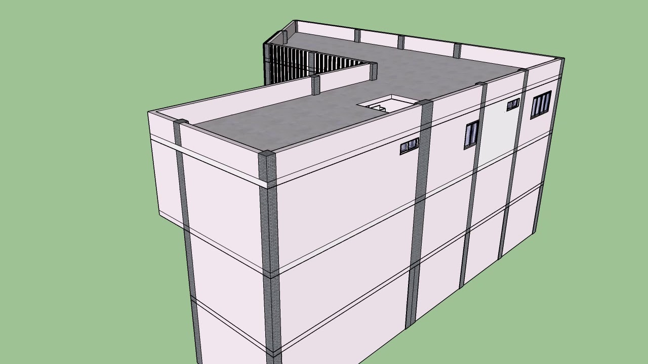 Planos Edificio de 3 niveles Render 3D  Fachadas Luis Marquez