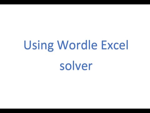 Using Excel Wordle solver